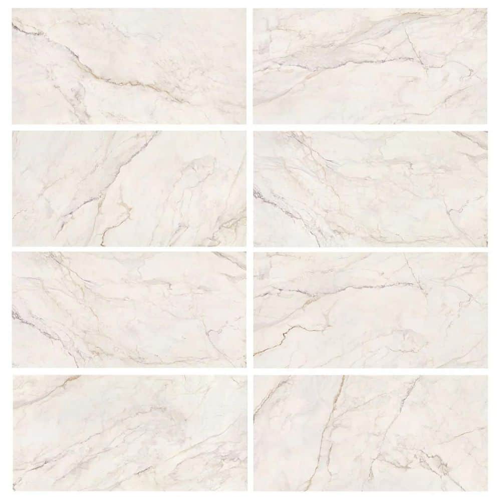 Ivy Hill Tile Auramar Apuano Oro White 23.62 in. x 47.24 in. Marble ...