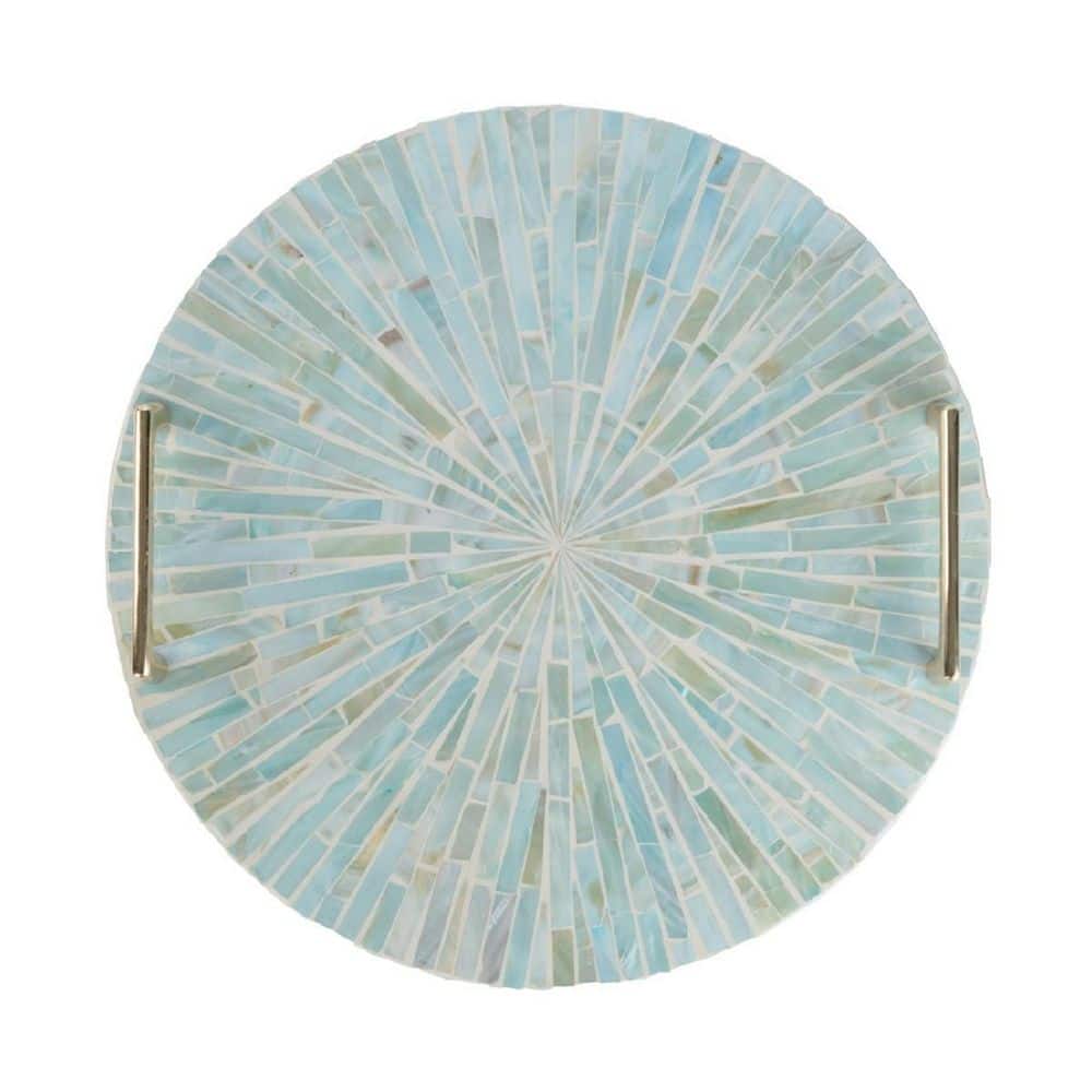 Blue Wood 13 in. Round Sunlight Starburst Pattern Decorative Vanity ...