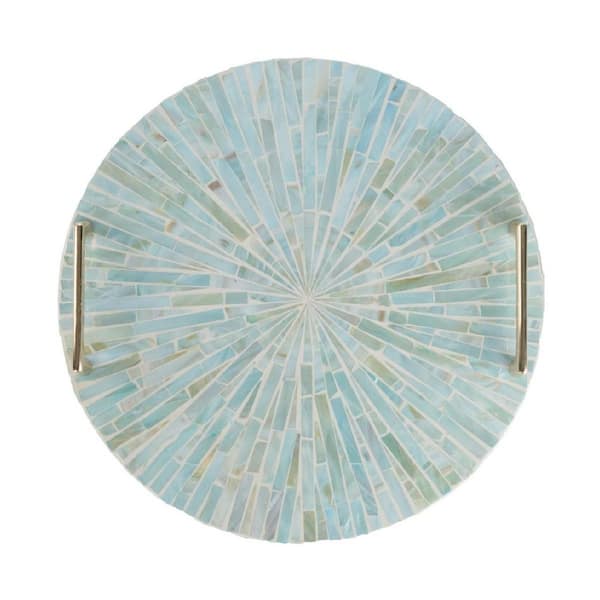 Blue Wood 13 in. Round Sunlight Starburst Pattern Decorative Vanity ...