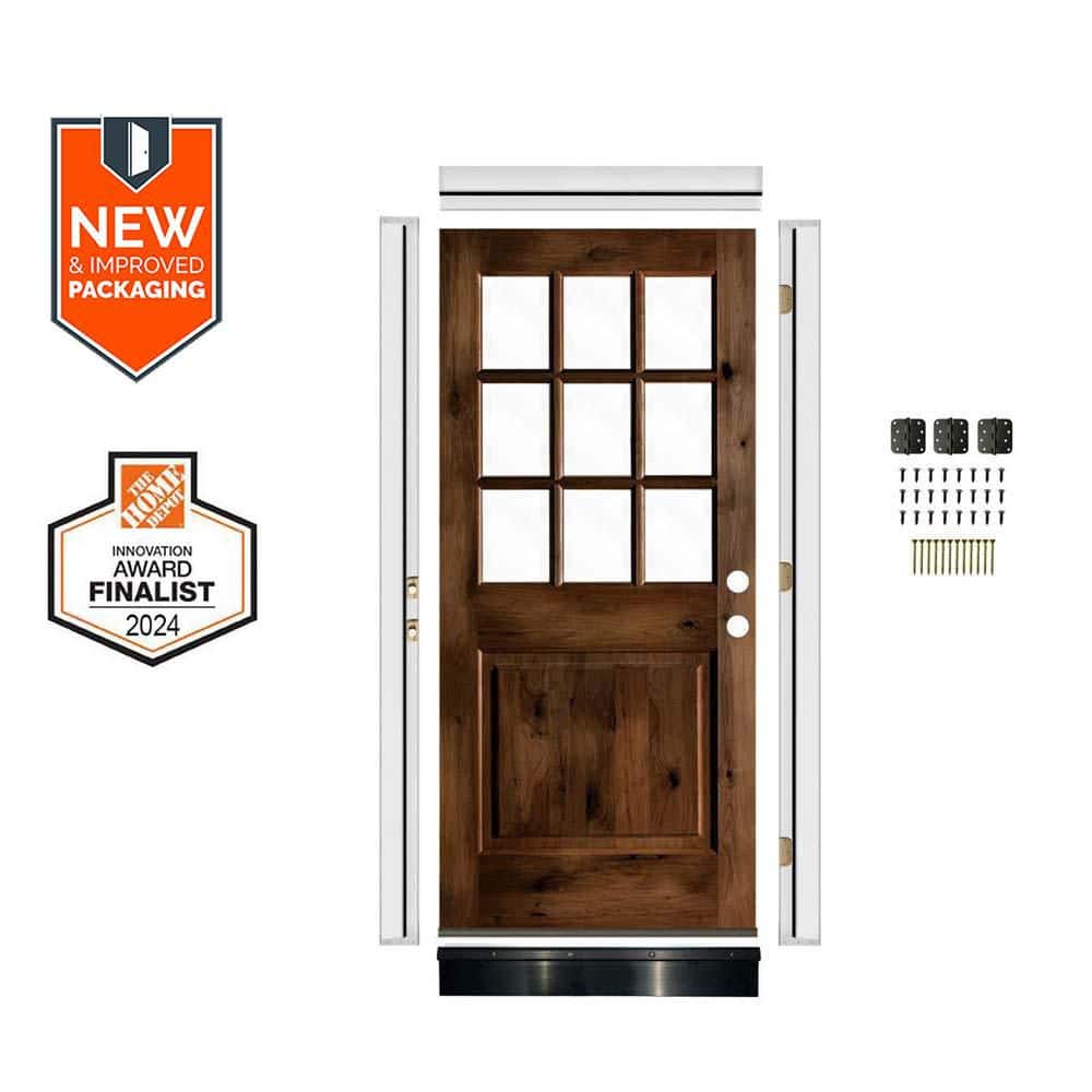 Krosswood Doors 36in.x80in. Left-Hand 9-Lite Clear Glass Provincial ...