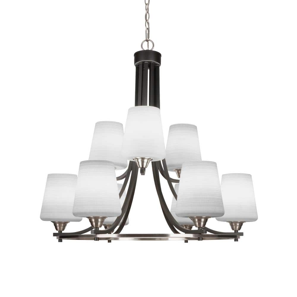 Madison 9-Light Matte Black and Brushed Nickel Round Chandelier with 6 ...