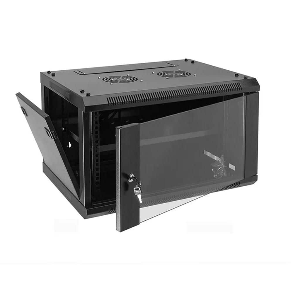 4XEM 6U Black Wall Mount Rack Cabinet 21.2 in. Width Steel Enclosure ...