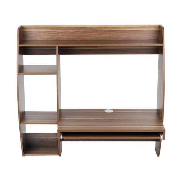 Mind Reader Woodland Collection, 40.90 in. Width, Rectangle, Brown, Wall Mounted Floating Desk ...