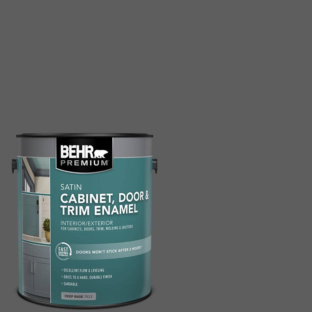 BEHR PREMIUM 1 gal. #N520-6 Asphalt Gray Satin Enamel Interior/Exterior ...