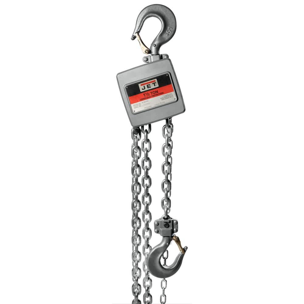 Jet AL100-150-10 1-1/2-Ton Hand Chain Hoist with 10 ft. of Lift 133121 ...