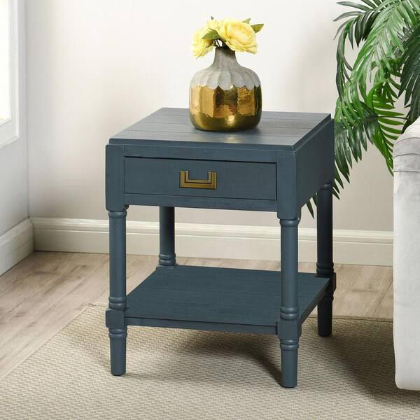StyleCraft Samantha 15.75 in. Antique Navy Square MDF End Table ...