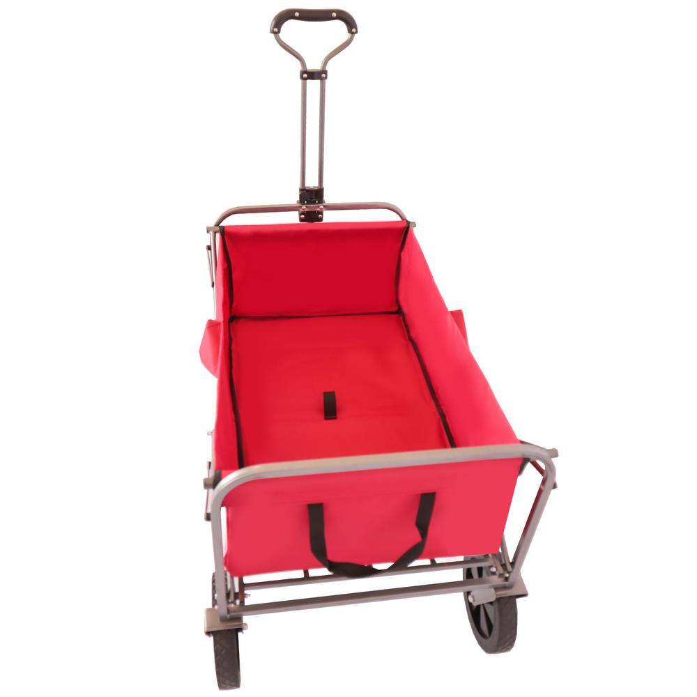 OLUMAT 4 cu. ft. Steel Garden Cart, Red FO-GWC-56 - The Home Depot