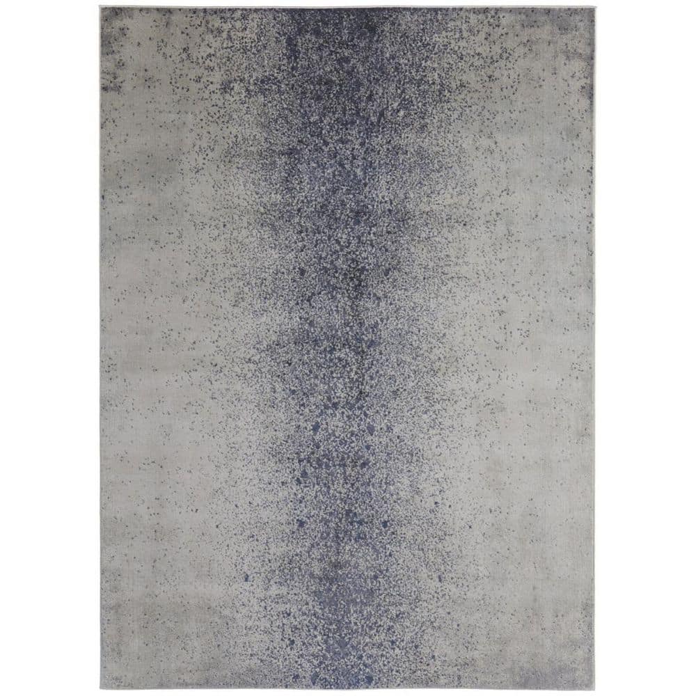 HomeRoots 2 ft. x 8 ft. Ivory, Blue Abstract Area Rug 2000512818 - The ...