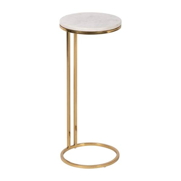 Liv & Skye 10 in. White Circle Marble Accent Table 17565 - The Home Depot