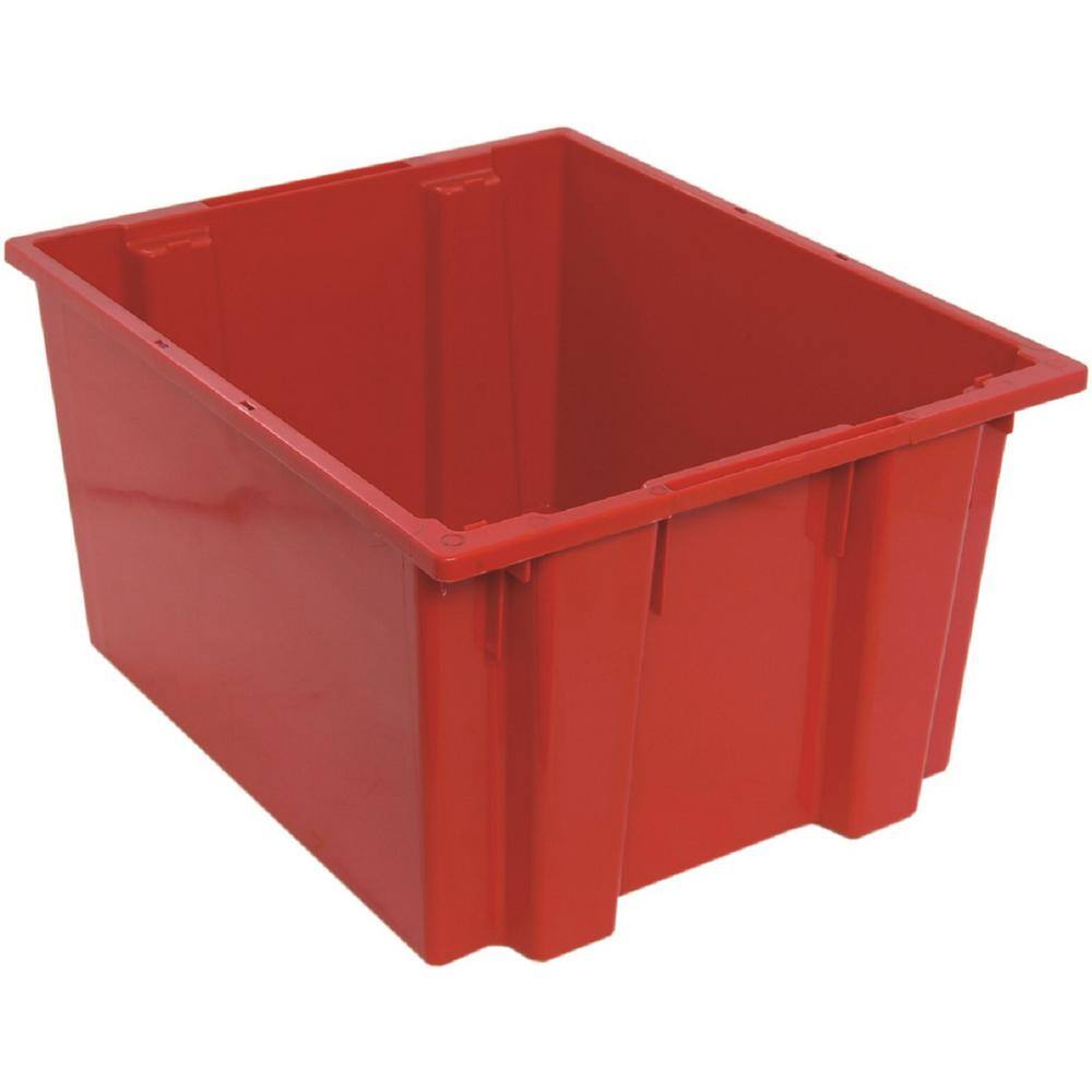 QUANTUM STORAGE SYSTEMS 19 Gal. Genuine Stack and Nest Tote in Red (Lid ...