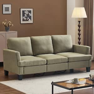 Allwex TATA 91 in. Rolled Arm Suede 3-Seater Couch Modern Rectangle ...