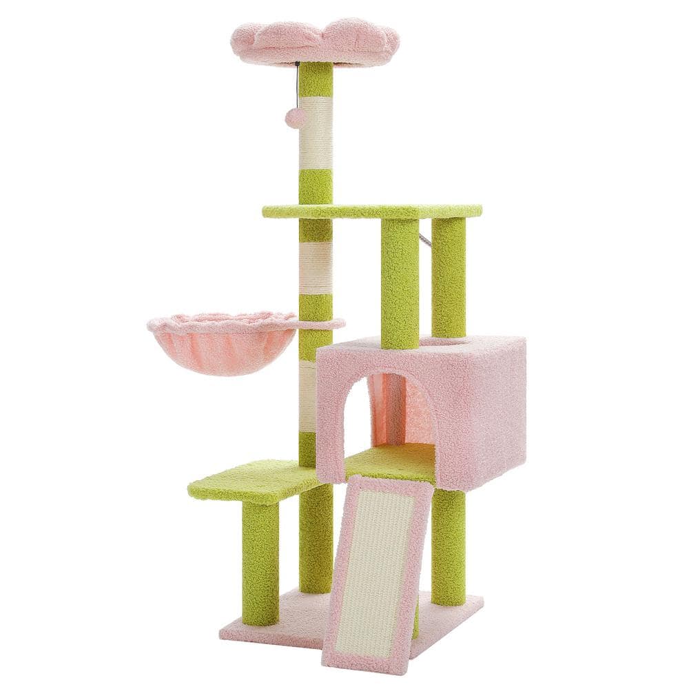 cenadinz Small to Medium Cat Flower Cat Tree 47.2" Multi-Level Cat ...