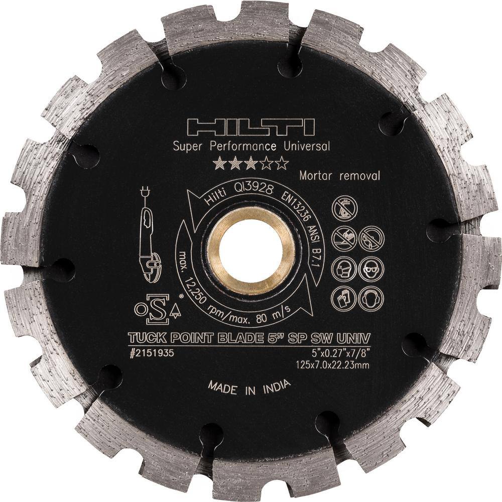 Hilti 5 in. Universal Diamond 10 Segment Sandwich Tuck Point Blade ...