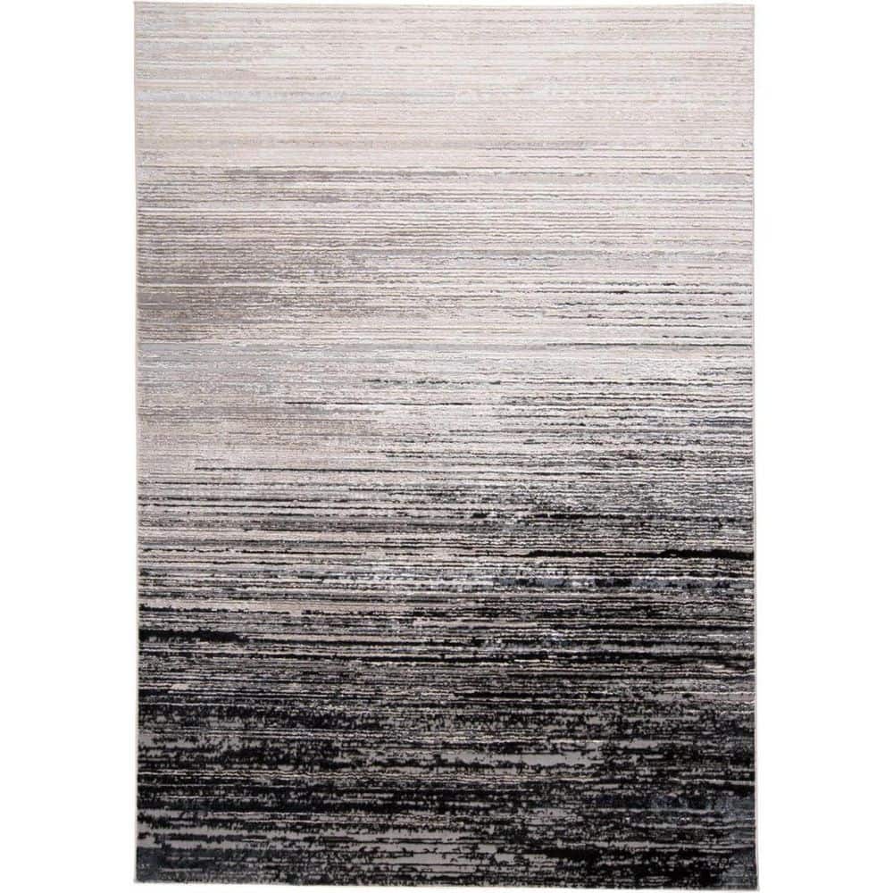 HomeRoots 2 ft. x 8 ft. Beige, Black Abstract Area Rug 2000511547 - The ...