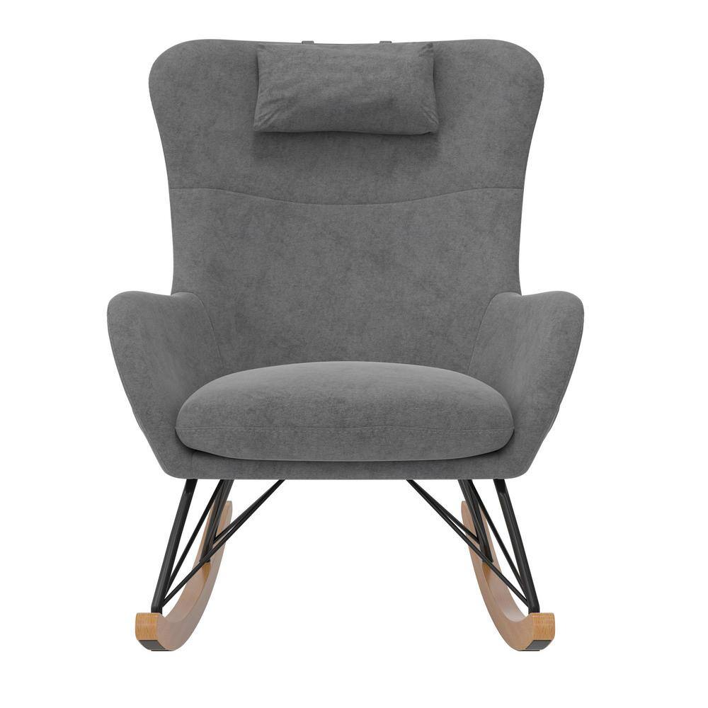BABY RELAX Maeson Gray Linen Rocker Chair DE75154 - The Home Depot
