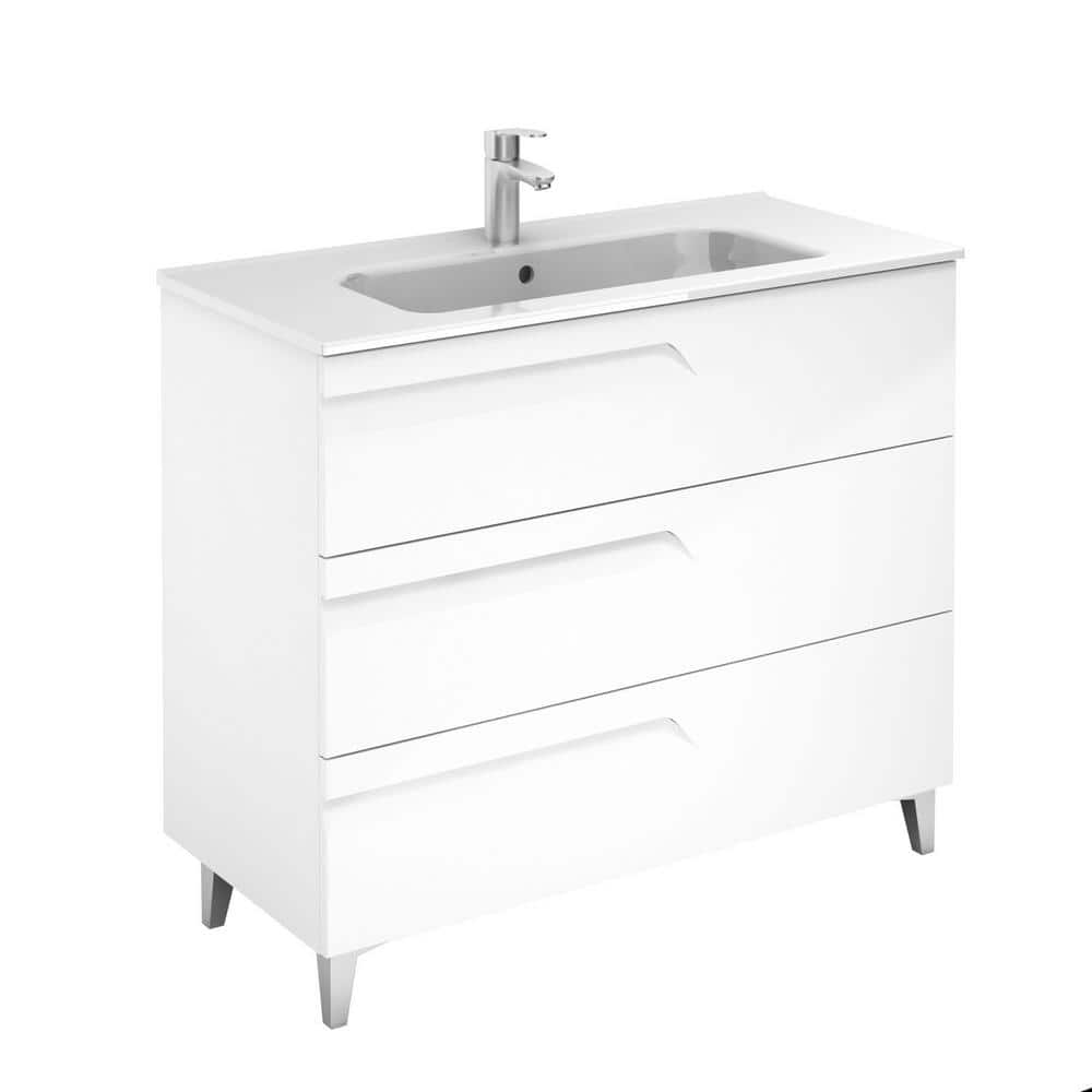 ROYO Vitale 40 in. W x 18 in. D 3-Drawers Vanity in White with White ...