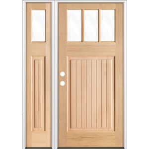 Krosswood Doors 50 in. x 80 in. Craftsman 3 Lite VG Clear Stain Right ...
