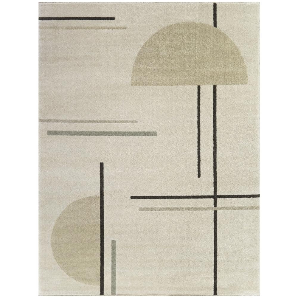 BALTA Lyne Cream 5 ft. x 7 ft. Abstract Area Rug 3111145 - The Home Depot
