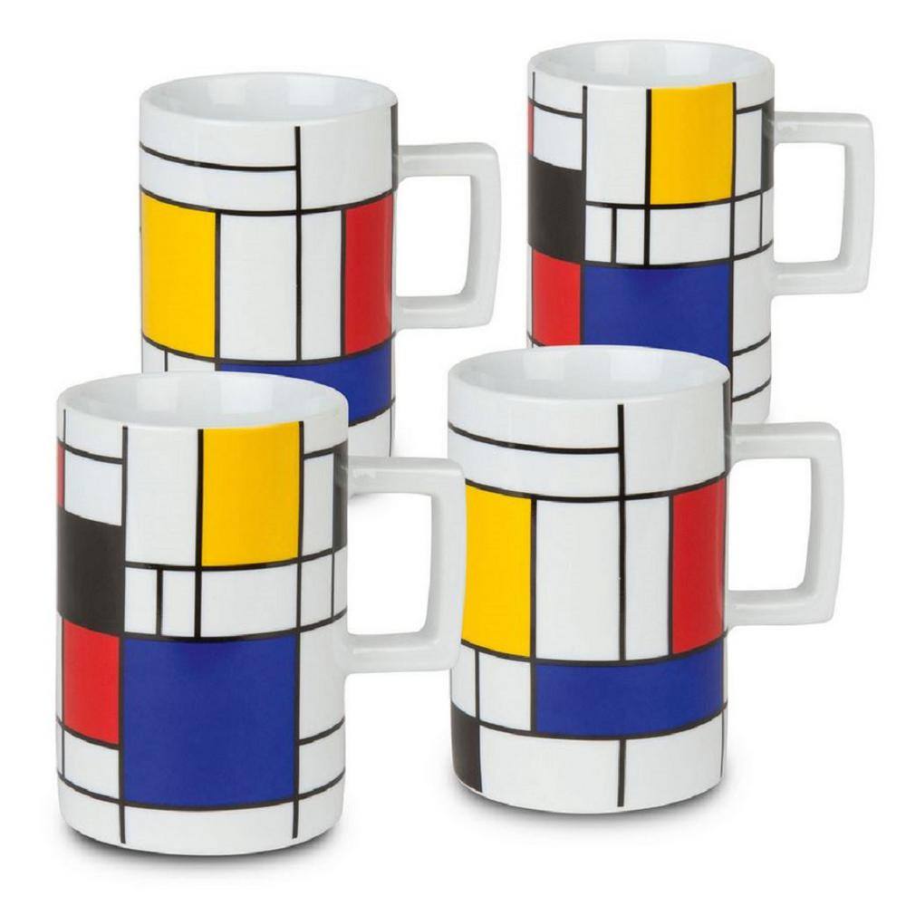 Konitz 4-Piece Assorted Homage to Mondrian Porcelain Mug Set 4413140708 ...