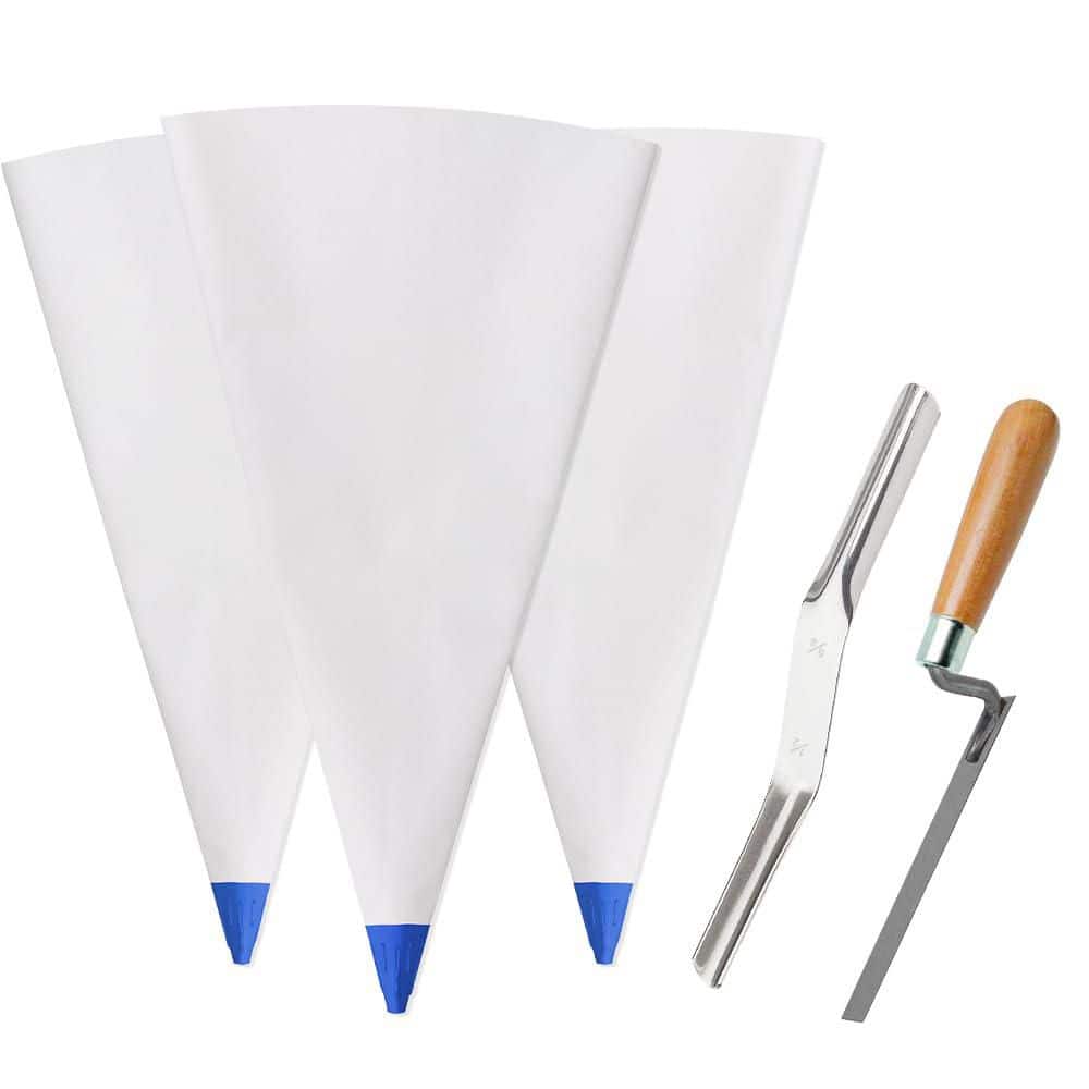 Laybus 12 x 24 in. 3 Pack Masonry and Tile Grout Bag Set with Tools for ...