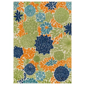 World Rug Gallery Indoor/Outdoor High-Low Textured Area Rug, Floral ...