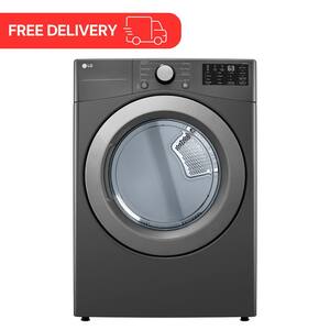 LG 7.4 cu. ft. Vented Stackable SMART Electric Dryer in Graphite Steel ...