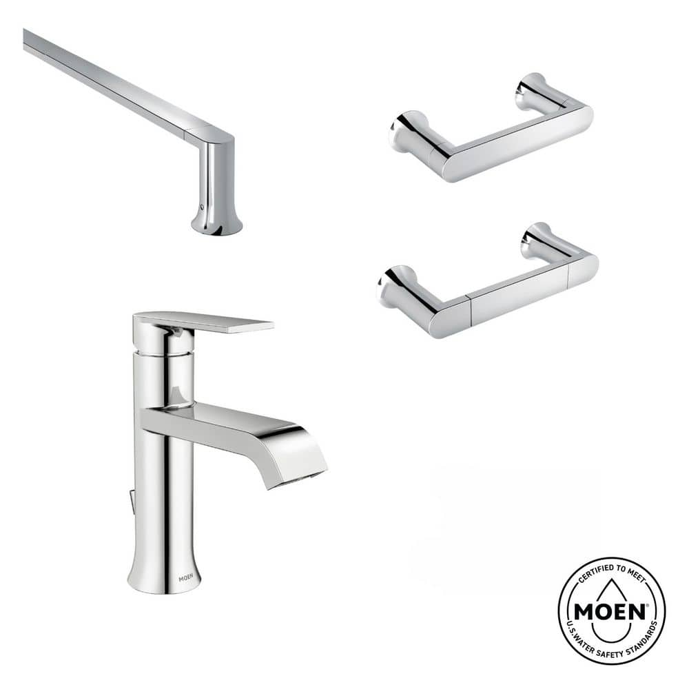MOEN Genta 3-Piece Bath Hardware Set with Single Hole Single-Handle ...