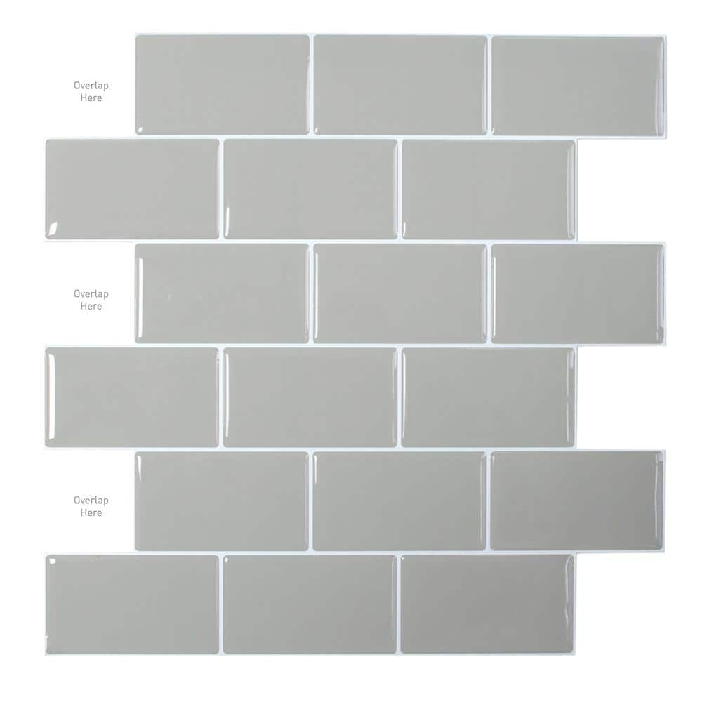 Yipscazo 10 in. x 11.8 in. Pure Gray Thin Vinyl Peel and Stick ...