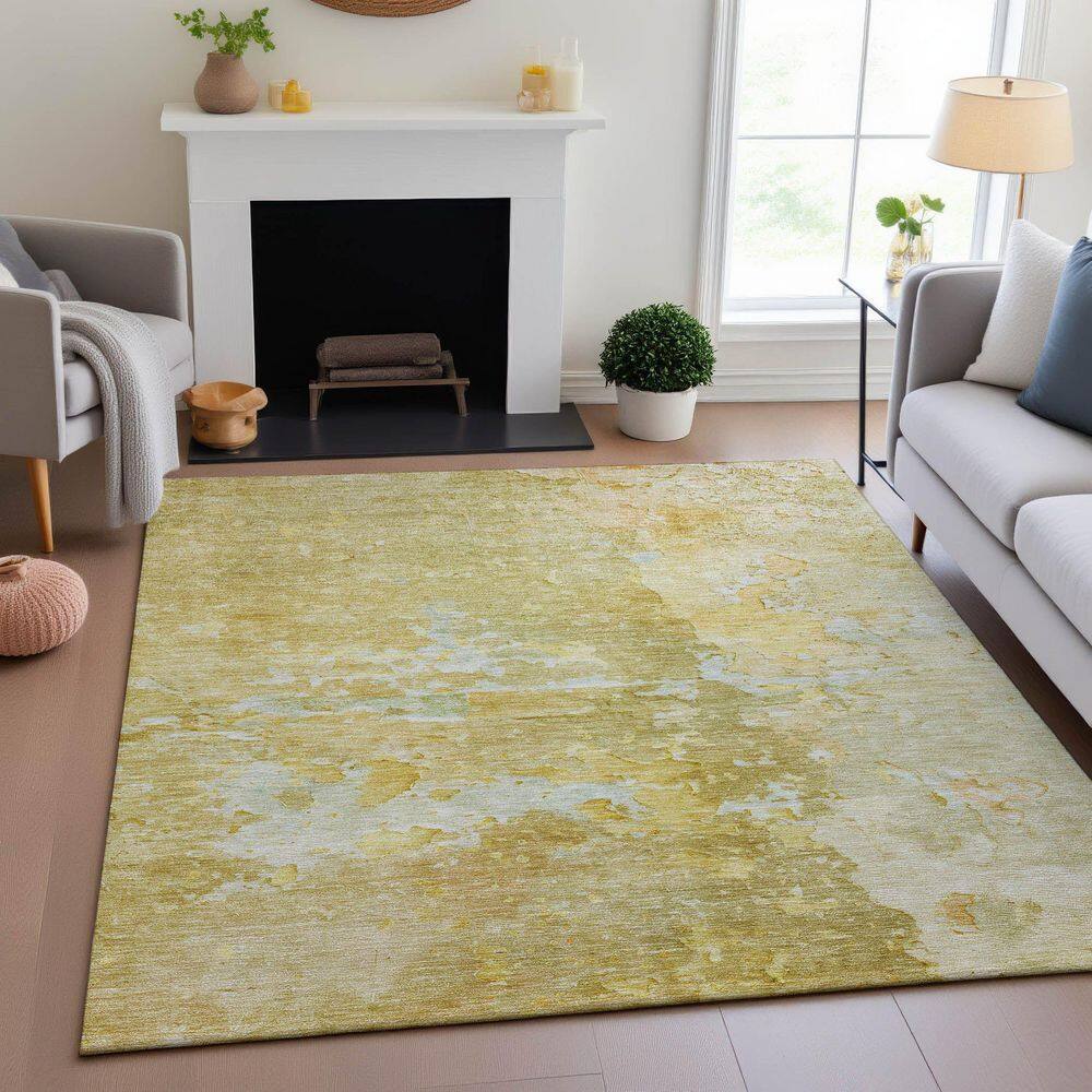 Addison Rugs Mayfield Premium Machine Washable Abstract AMF1234 Gold 9 ...