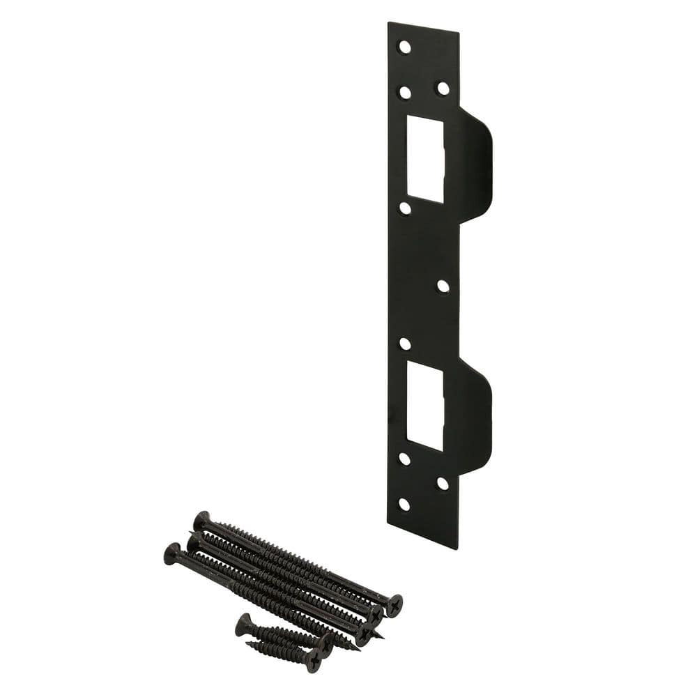 Prime-Line Door Strike, 5-1/2 in. Hole Center, Matte Black (Single Pack ...
