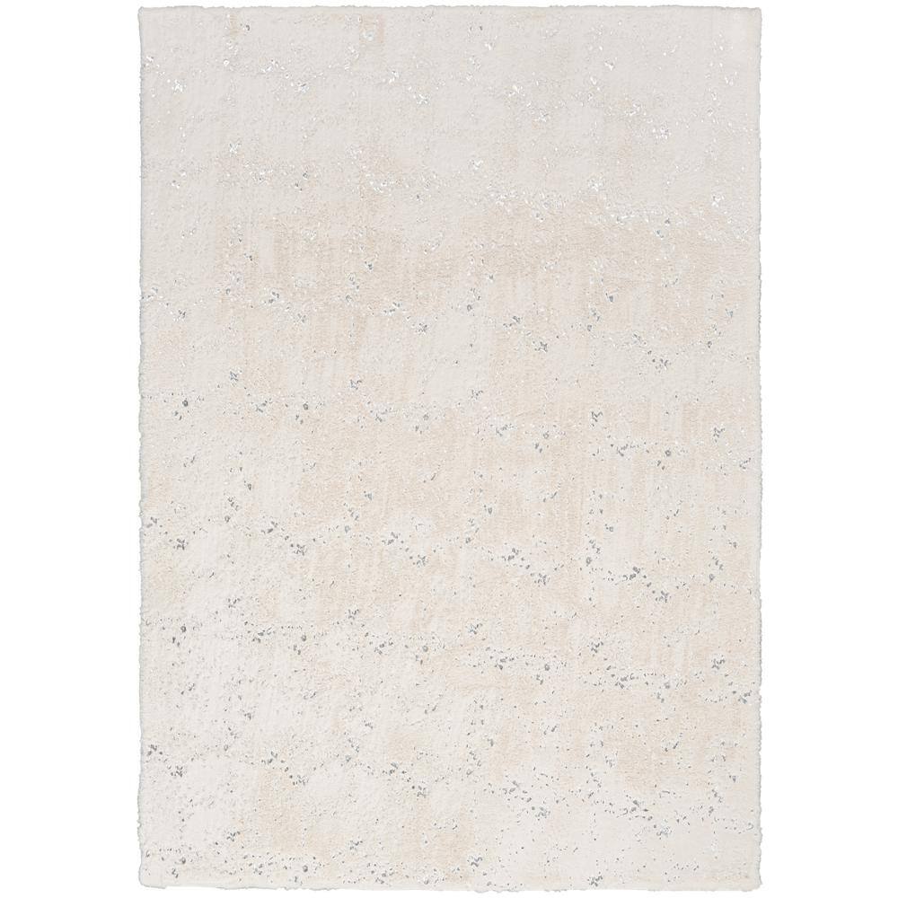Nourison Cozy Shimmer Ivory Silver 5 ft. x 7 ft. Solid Contemporary ...