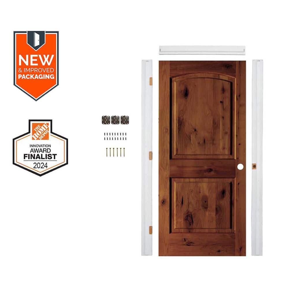 Krosswood Doors 24in.x80in. Arch Top Alder Left-Hand Red Chestnut Stain ...