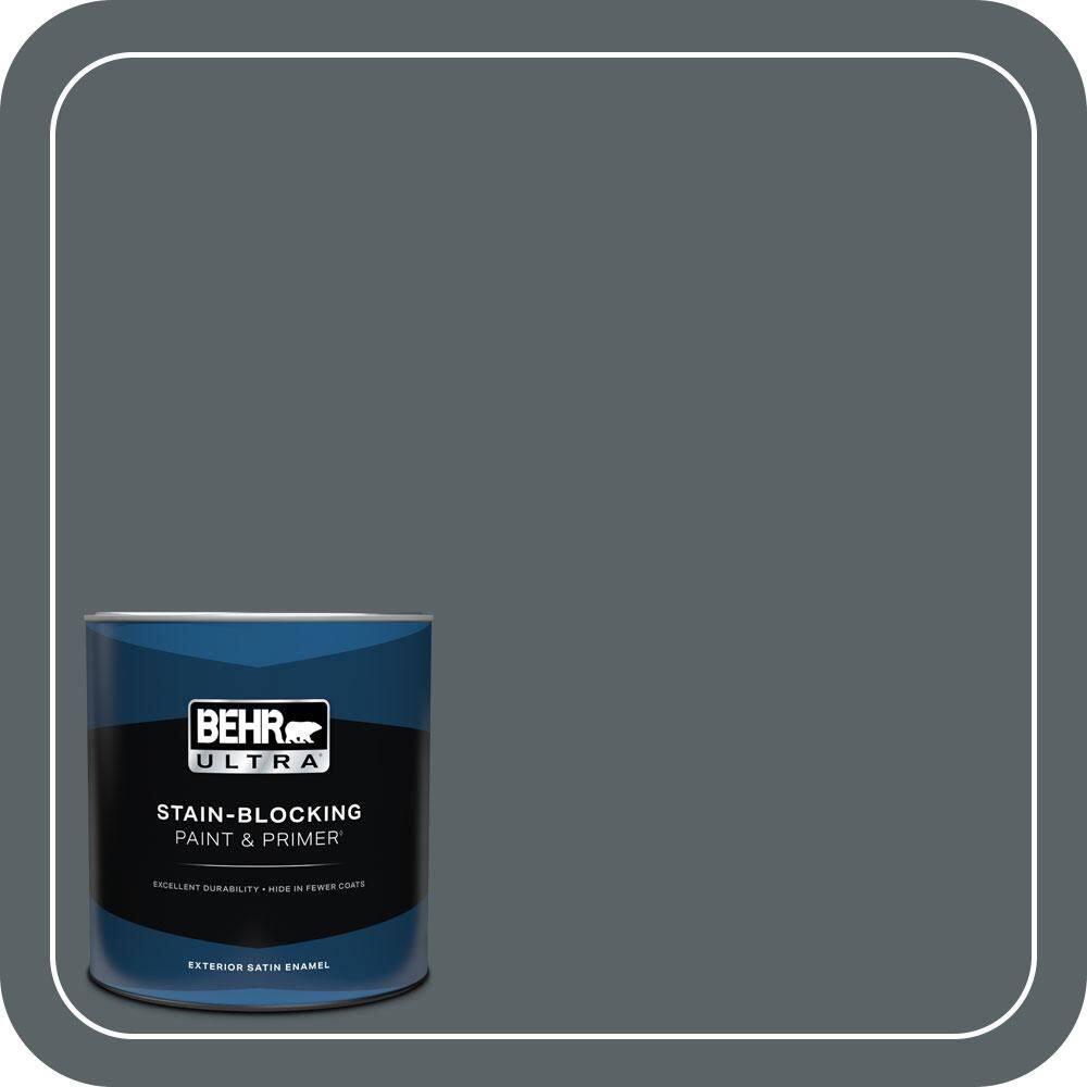 BEHR ULTRA 1 qt. #HDC-AC-25 Blue Metal Satin Enamel Exterior Paint ...