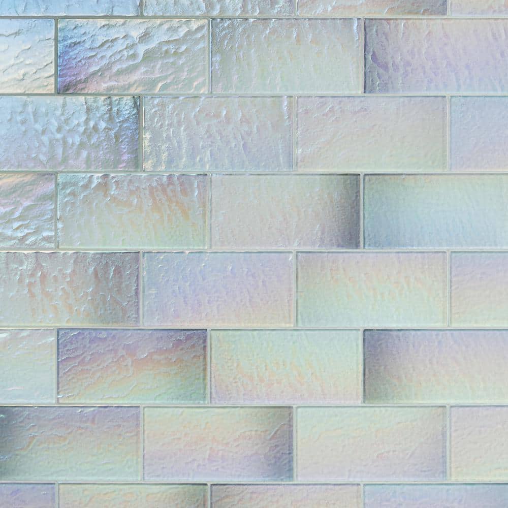 Ivy Hill Tile Speckle Glacier White 4.37 in. x 8.74 in. Polished Glass ...