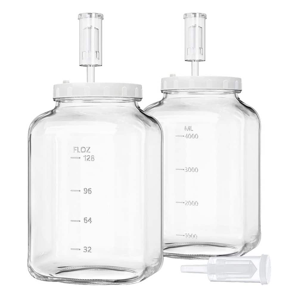 Square Glass 2-Piece Fermentation Jar Set Clear Airtight Lid Airlock ...