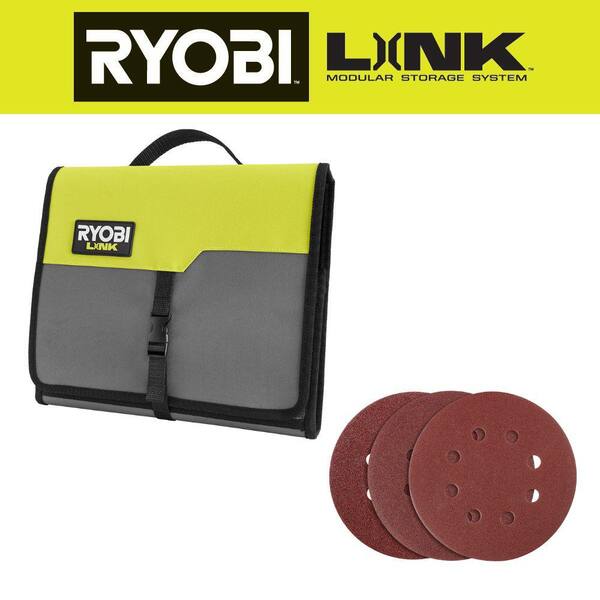 RYOBI LINK Accessory Organizer with 7-Piece 5 in. Random Orbit Sand ...