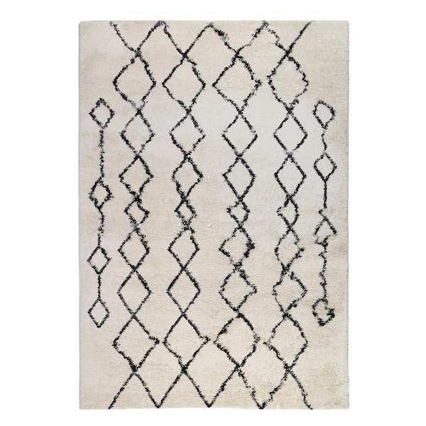 Amer Rugs Aspen 9 ft. X 12 ft. Cream/Gray Geometric Area Rug ASP583116 ...