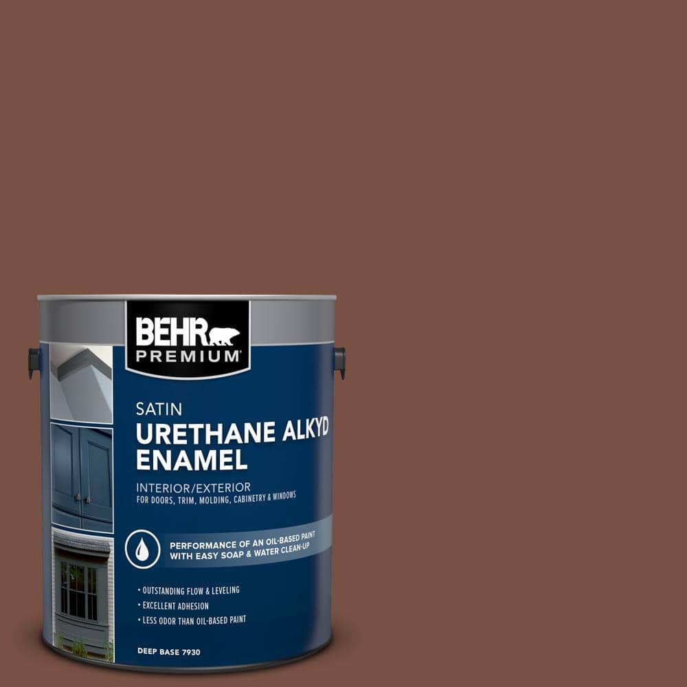 BEHR PREMIUM 1 gal. #S190-7 Toasted Pecan Urethane Alkyd Satin Enamel ...