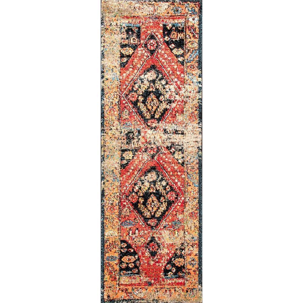 nuLOOM Jane Vintage Floral Multicolor 3 ft. x 12 ft. Indoor/Outdoor ...