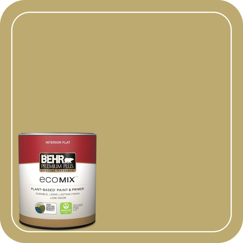 BEHR PREMIUM PLUS 1 qt. #370F-5 Coriander Seed Flat EcoMix Plant-Based ...