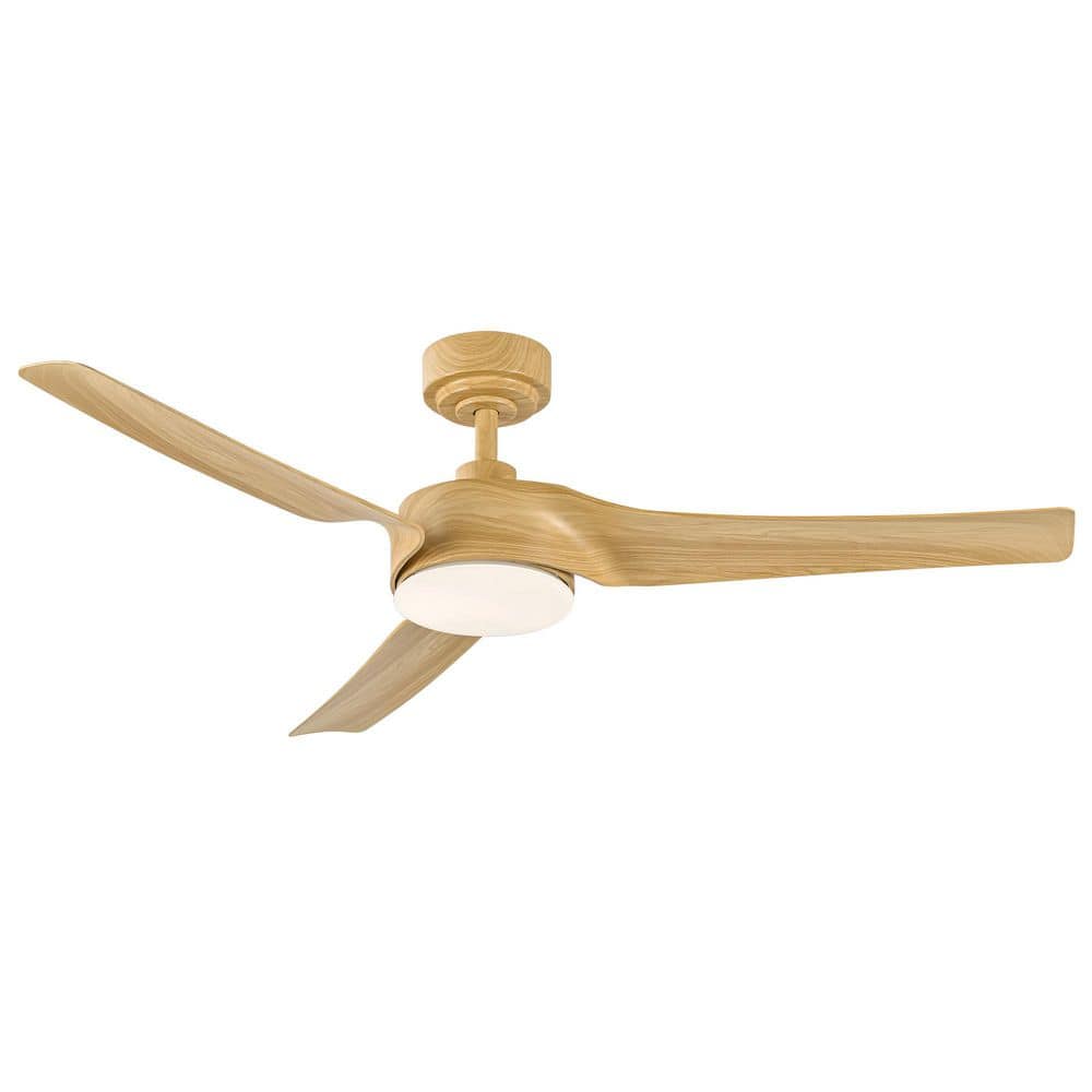 Merra 52 in. LED Indoor Natural Yellow Wood Modern Smart Ceiling Fan ...
