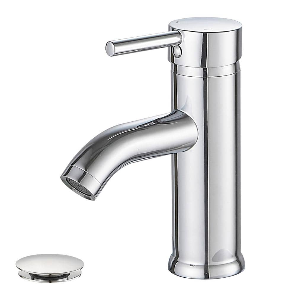 HOMEMYSTIQUE Simple Single-Handle Single-Hole Bathroom Brass Sink ...