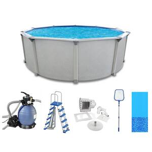 AQUARIAN 18 ft. x 18 ft. Round 52 in. D Metal Frame Pool Set ...