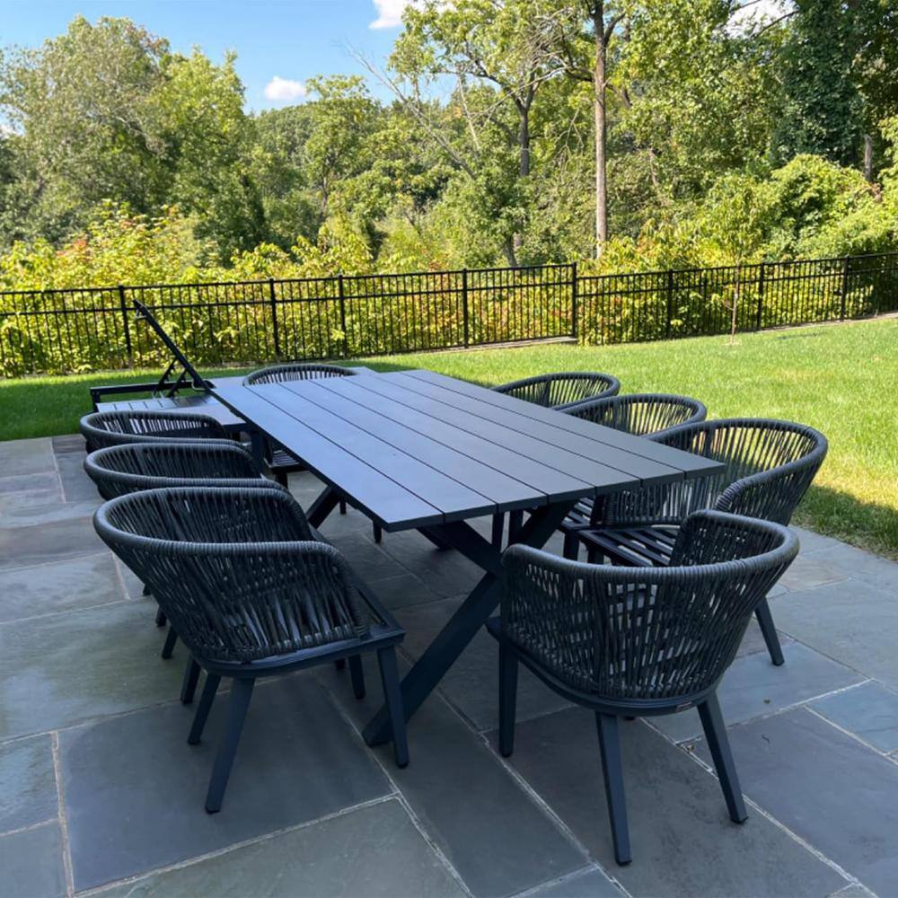 PURPLE LEAF 9-Piece All-Weather Wicker Outdoor Dining Set with Table ...
