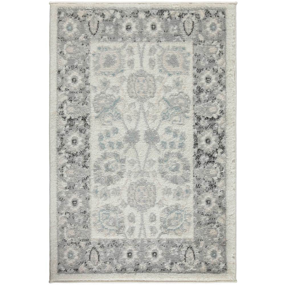 J&V TEXTILES Gray 2 ft. x 3 ft. Rectangular Contemporary Accent Rug ...