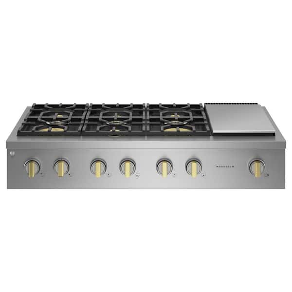Monogram 48 in. Gas Cooktop in Stainless Steel with 6-Burners ...
