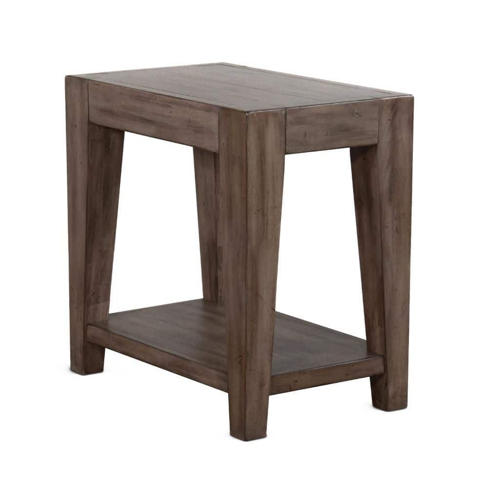 Benjara 25 in. Brown Rectangle Wood End Table with Tapered Legs ...