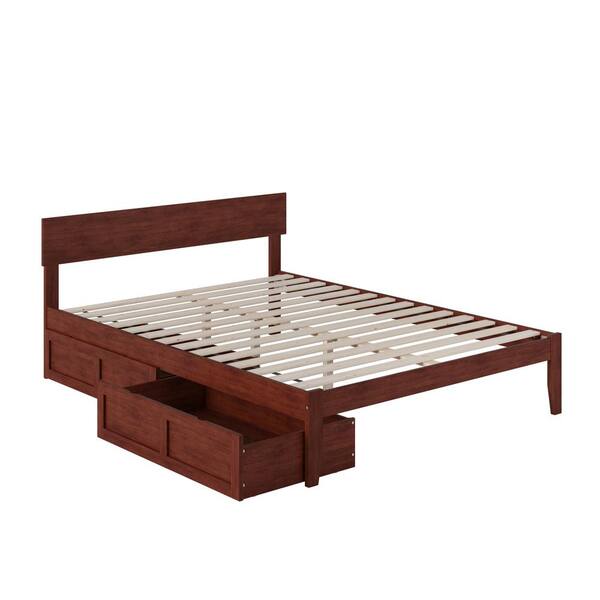 AFI Boston Walnut Queen Solid Wood Storage Platform Bed with 2 Extra ...