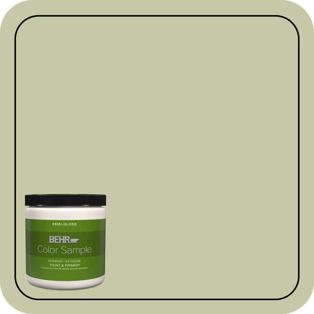 BEHR PREMIUM PLUS 8 oz. #M350-3 Sap Green Semi-Gloss Interior/Exterior ...