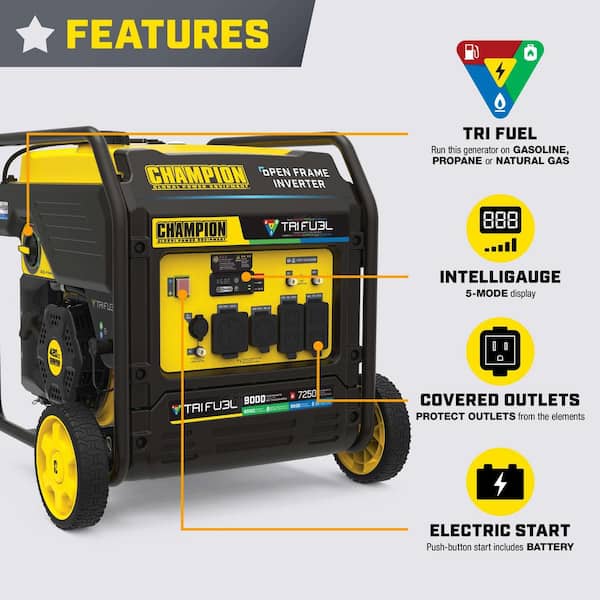 Champion Power Equipment 9000-Watt Electric Start Gasoline Propane and ...